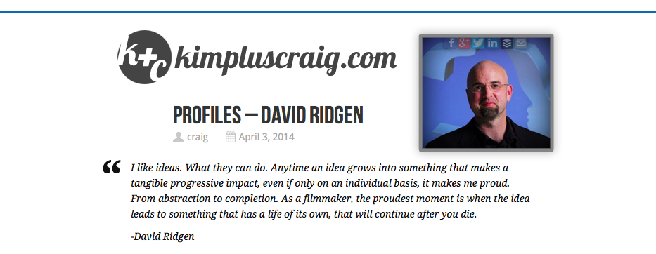Profile of David Ridgen (by Craig Young) | ridgenfilm